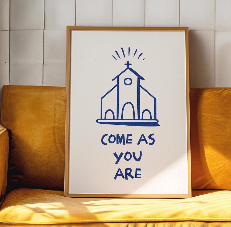 Arte mural de invitación a la iglesia: póster cristiano «Ven como eres ...