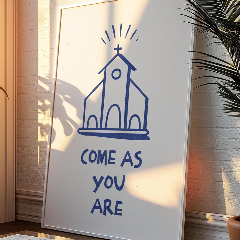 Arte mural de invitación a la iglesia: póster cristiano «Ven como eres ...